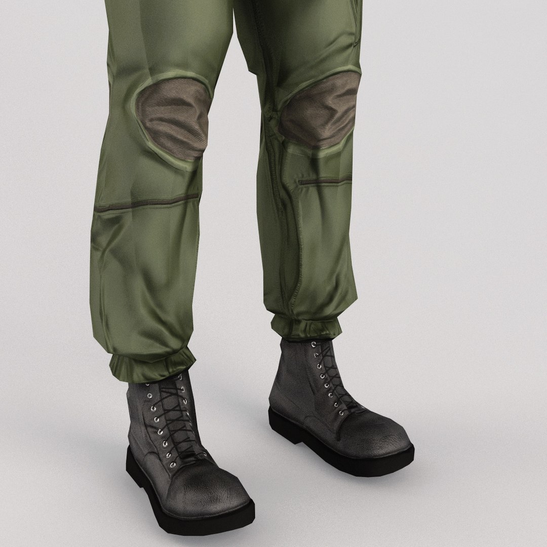 3d model military pilot v3 rigged