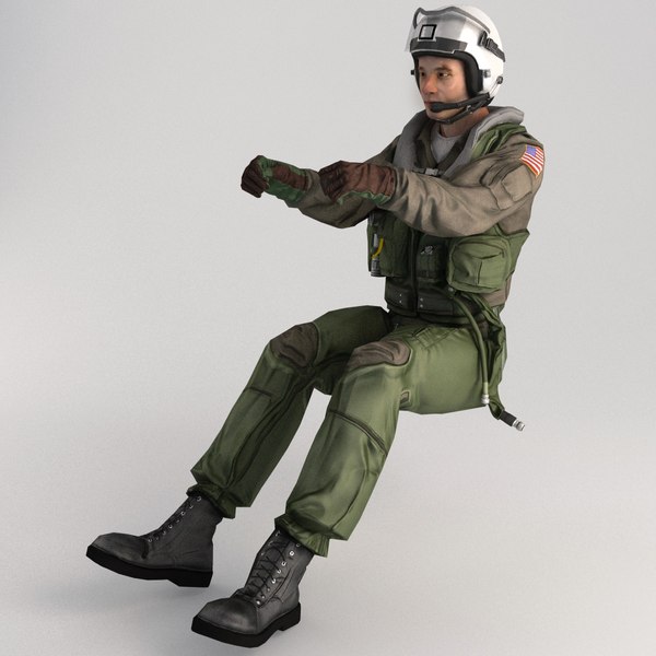 3d model military pilot v3 rigged