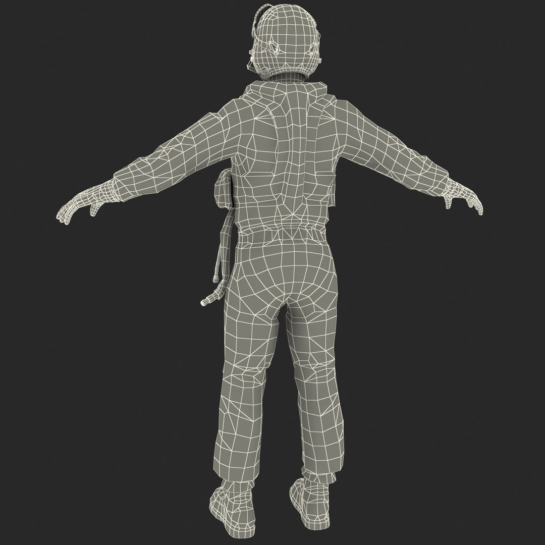 3d model military pilot v3 rigged