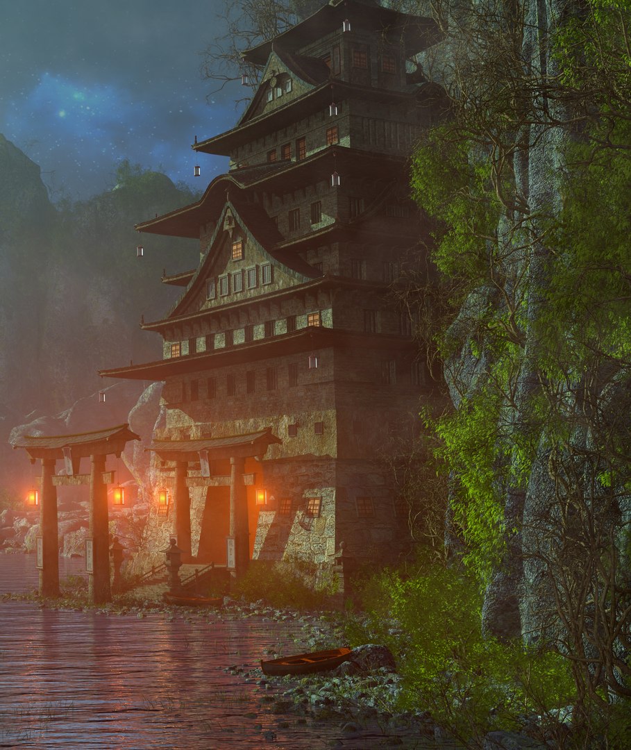 3D Fantasy Asian Tower - TurboSquid 1967788