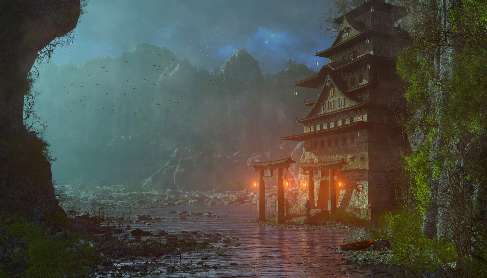 3D Fantasy Asian Tower - TurboSquid 1967788