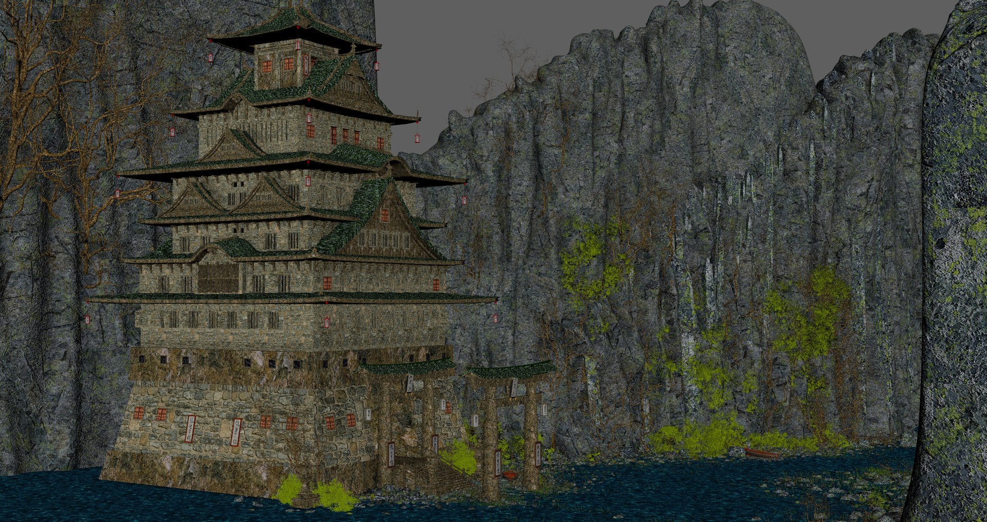 3D Fantasy Asian Tower - TurboSquid 1967788