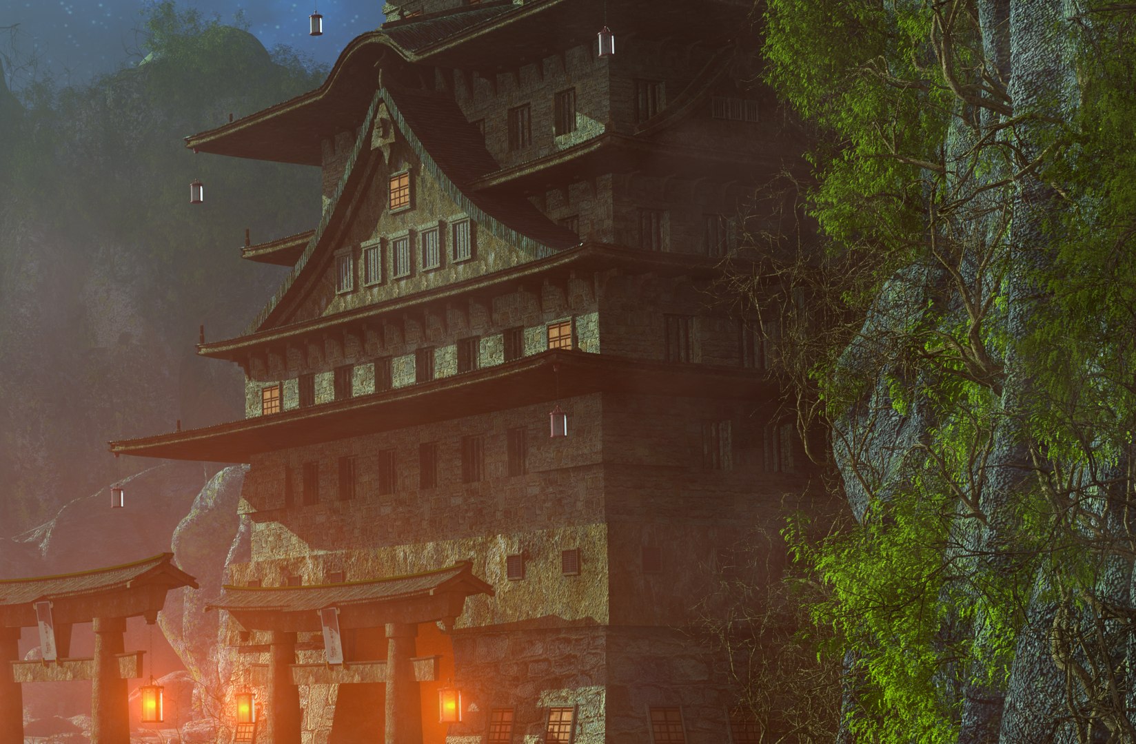 3D Fantasy Asian Tower - TurboSquid 1967788