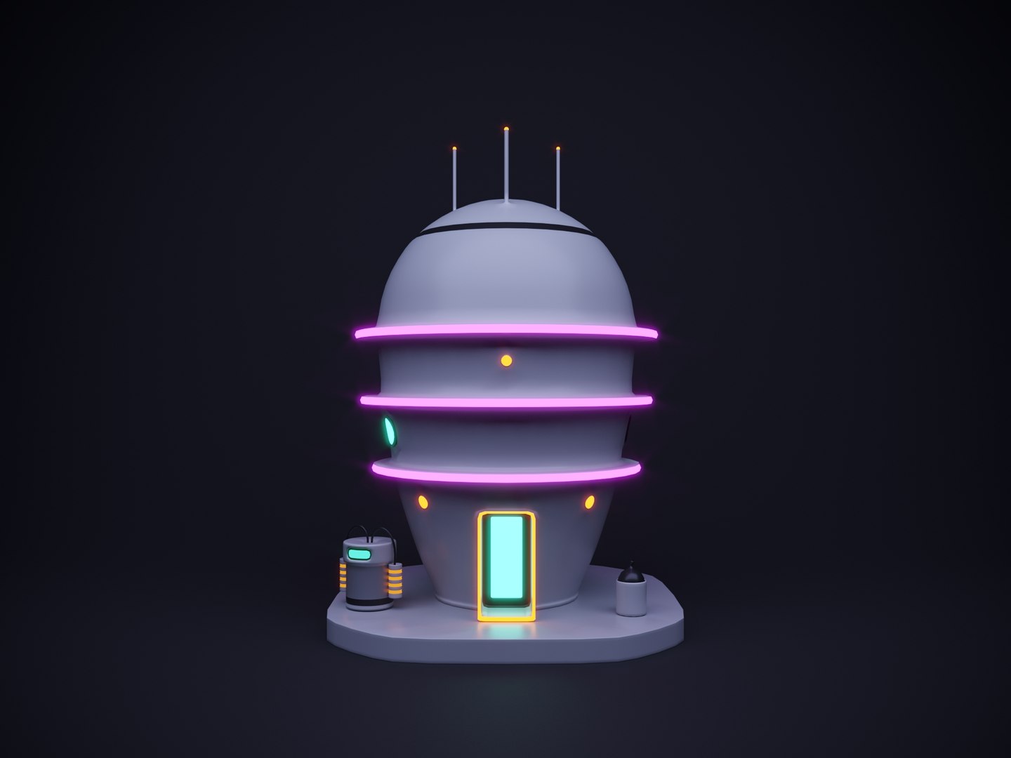Cute Cartoon Sci-fi Futuristic Privat House Low Poly Model - TurboSquid ...