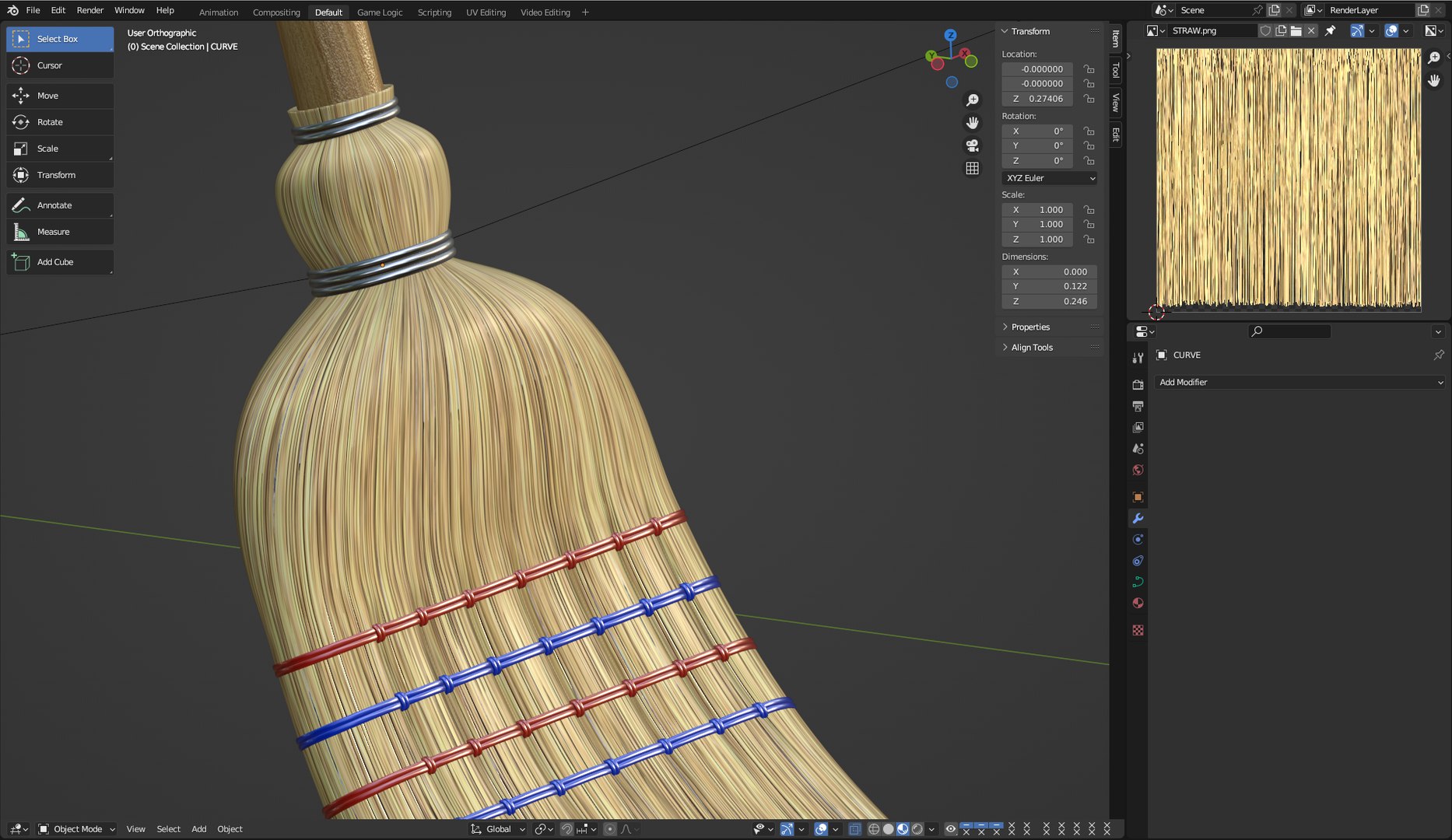 Straw Broom With Dustpan Model - TurboSquid 2210821