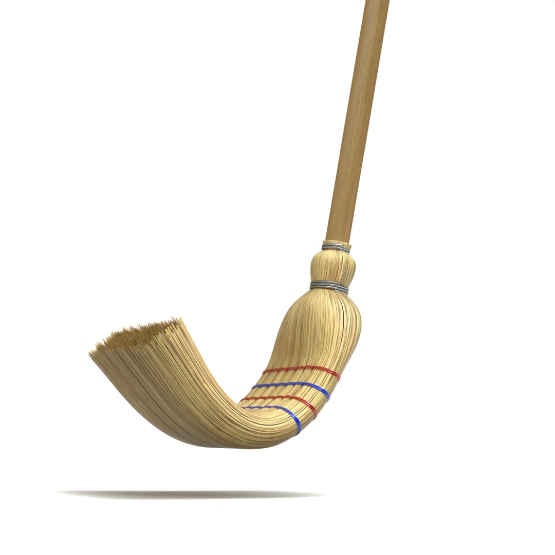 Straw Broom With Dustpan Model - TurboSquid 2210821