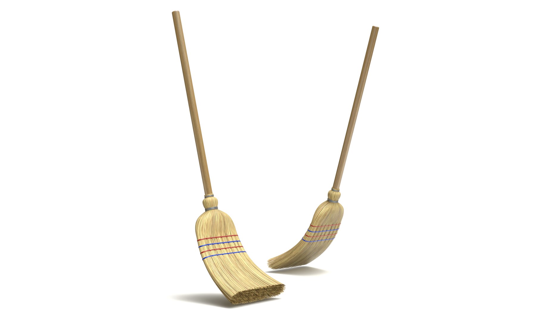 Straw Broom With Dustpan Model - TurboSquid 2210821