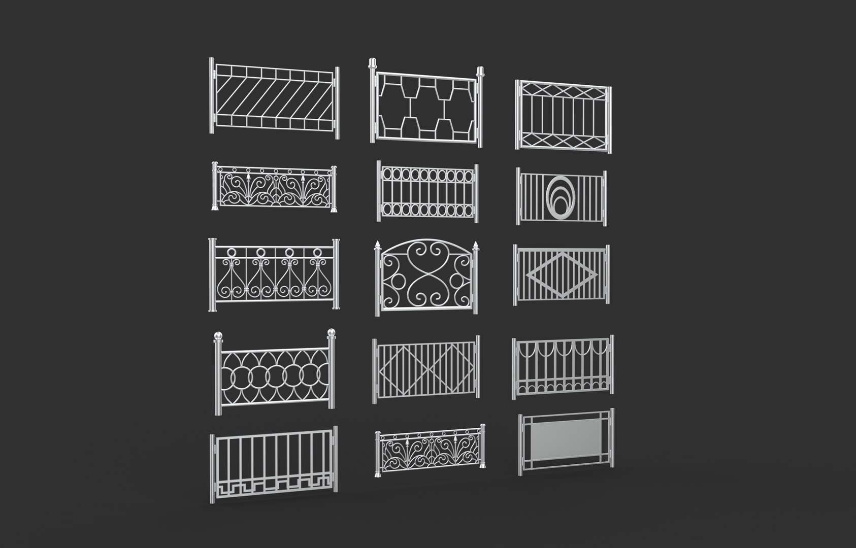 3D Railing Pack 3D Model - TurboSquid 2353408