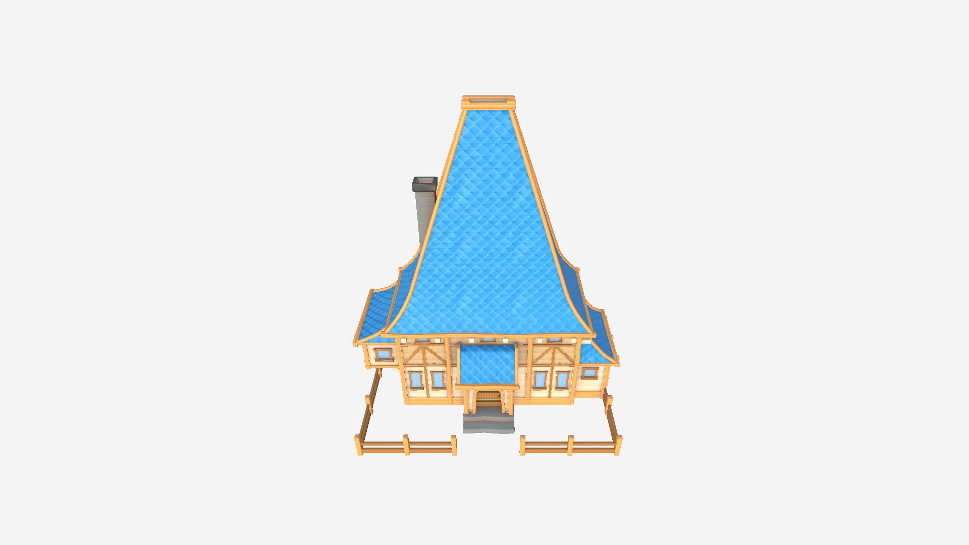 3D Medieval Building A01 Cartoon Blue - Scenery Backdrop House ...