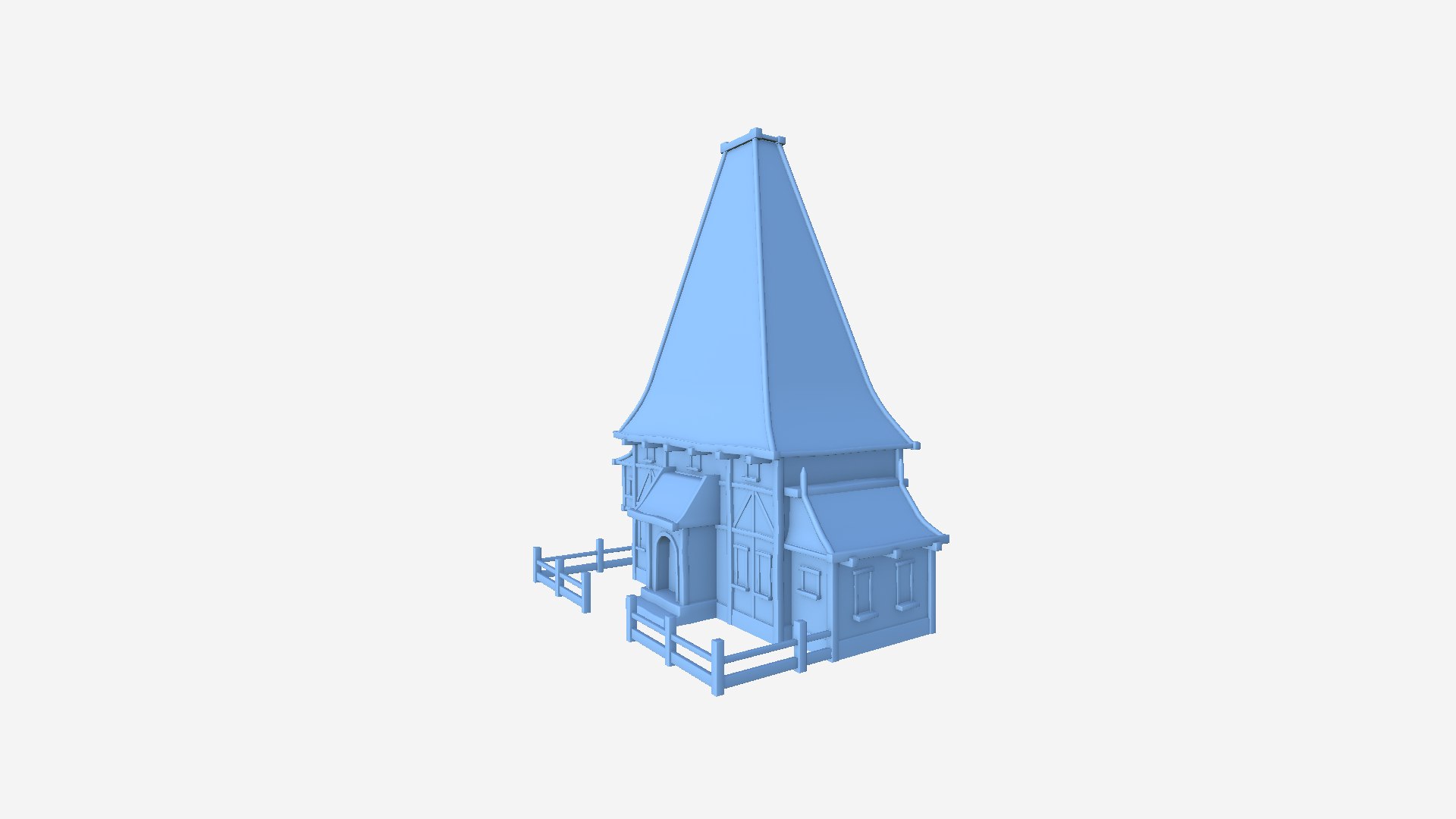 3D Medieval Building A01 Cartoon Blue - Scenery Backdrop House ...