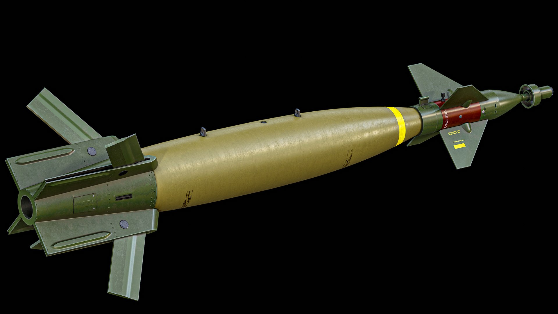 3D Rigged GBU-10 Paveway 2 Green Aircraft Guided Bomb PBR Model ...