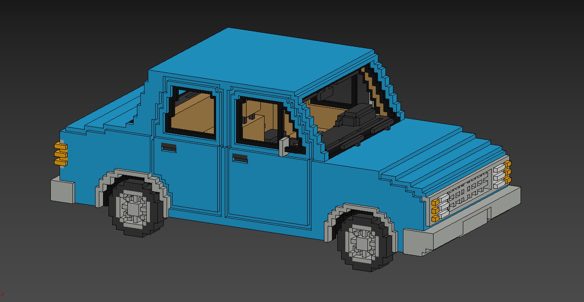 3D Voxel Sedan Car - TurboSquid 1444584