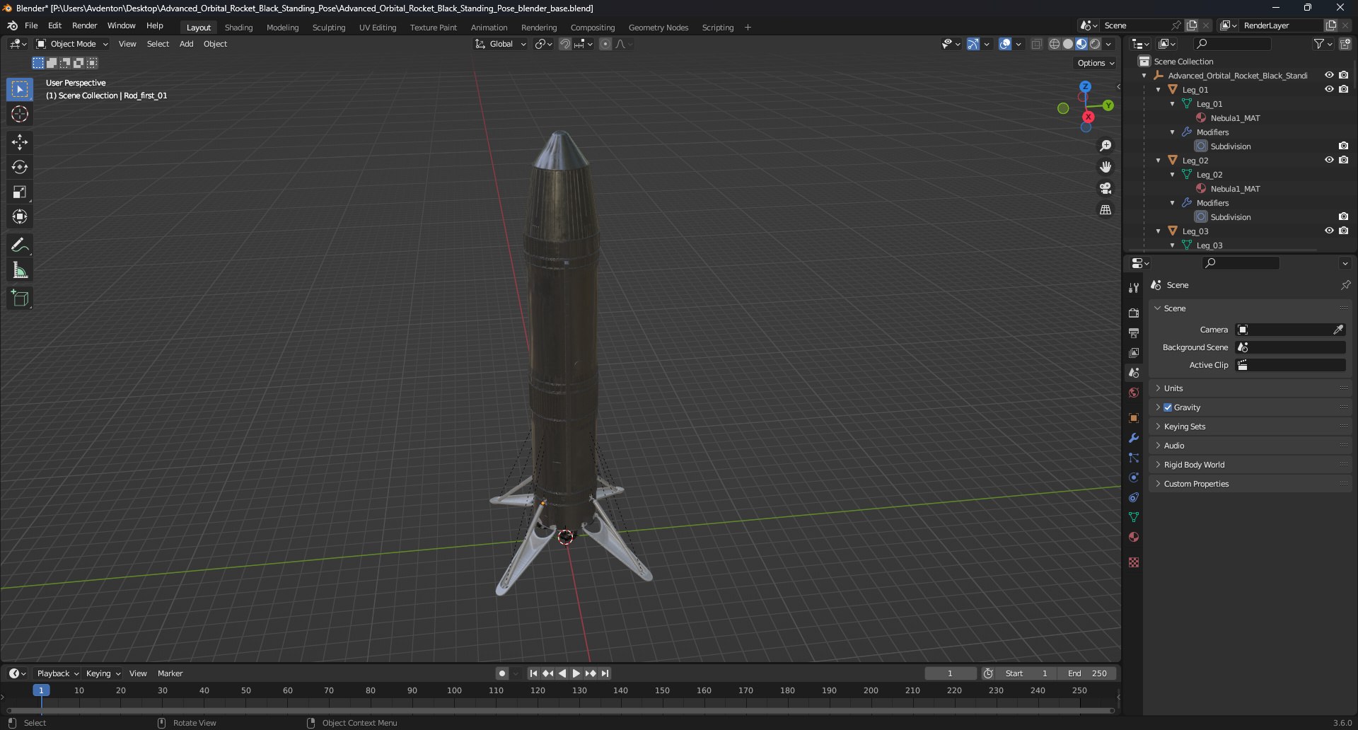 Advanced Orbital Rocket Black Standing Pose 3D Model - TurboSquid 2329808