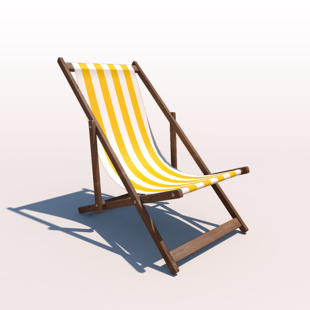 3d deck chair - yellow model