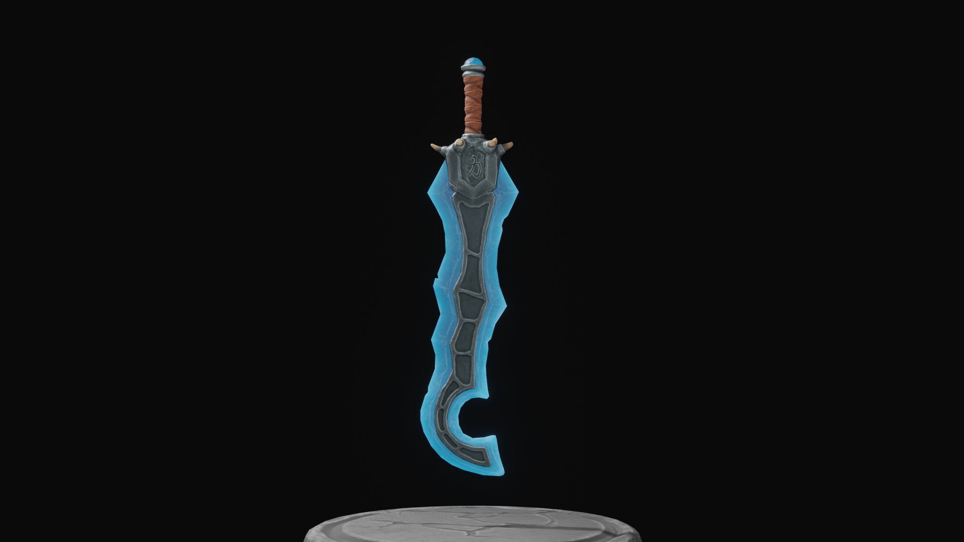 3D Stylized Crystal Sword with Oni bones PBR low-poly game ready model ...