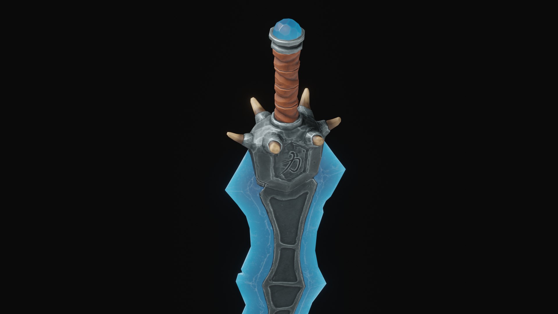 3D Stylized Crystal Sword with Oni bones PBR low-poly game ready model ...
