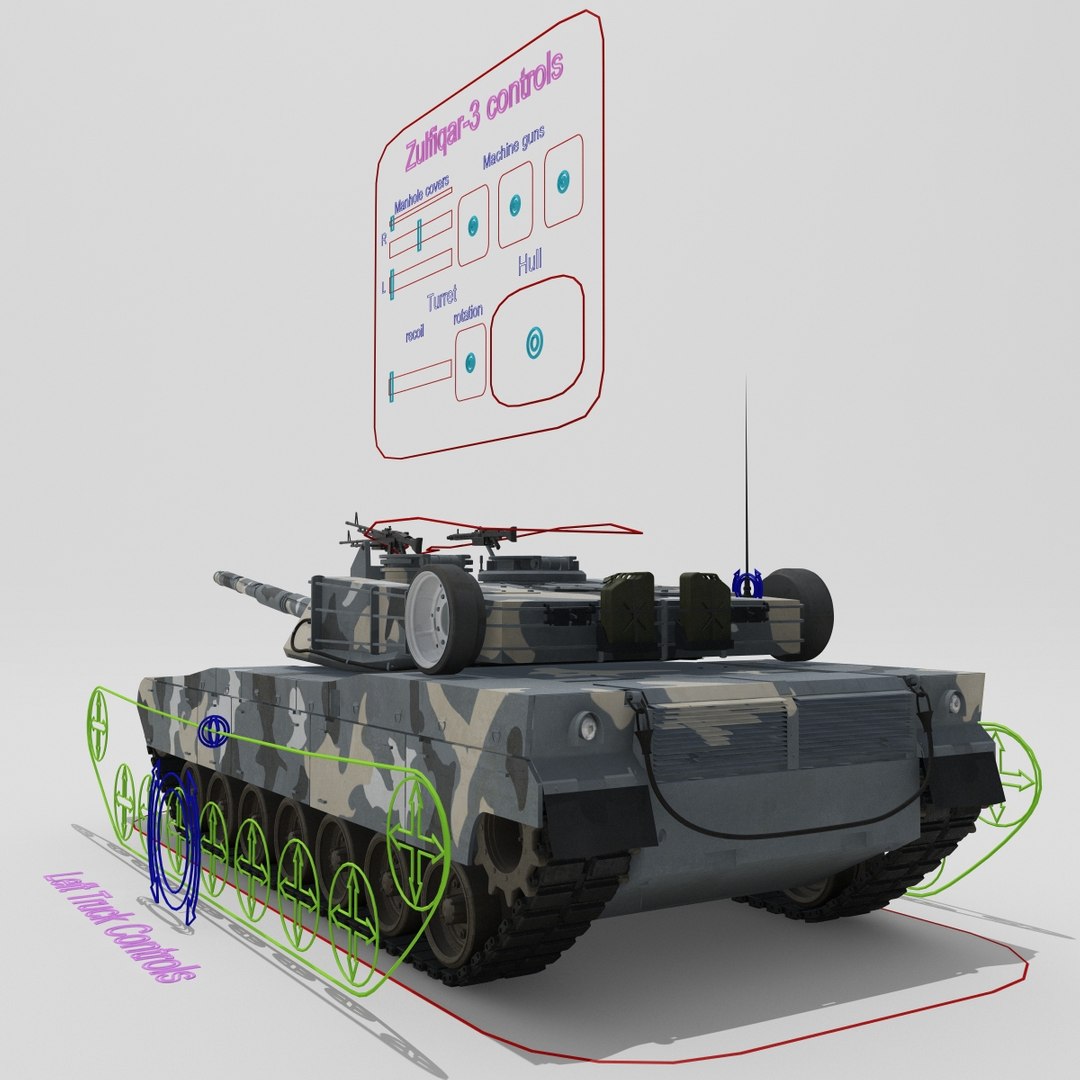 zulfiqar iranian main battle tank 3d model