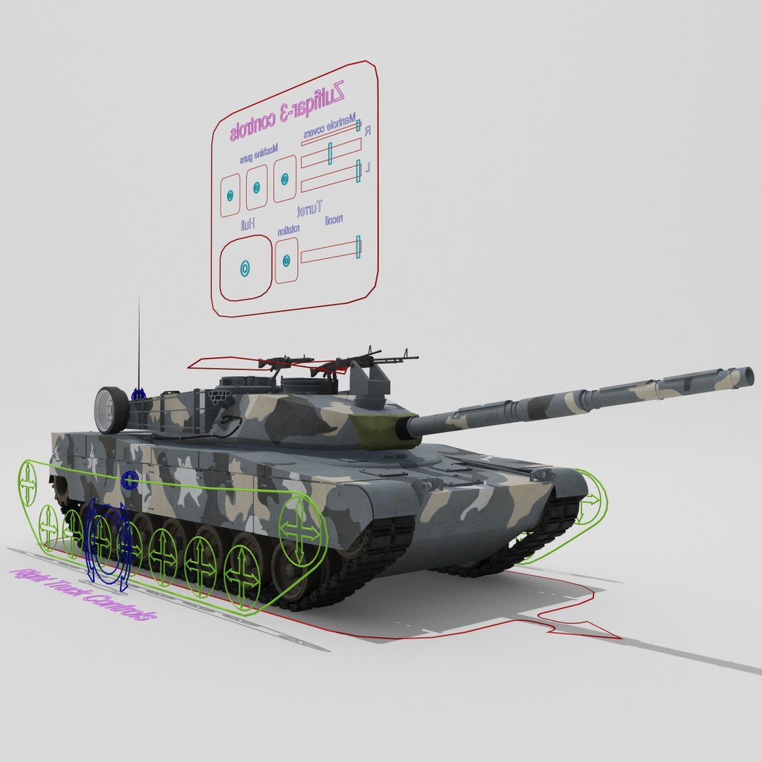 zulfiqar iranian main battle tank 3d model