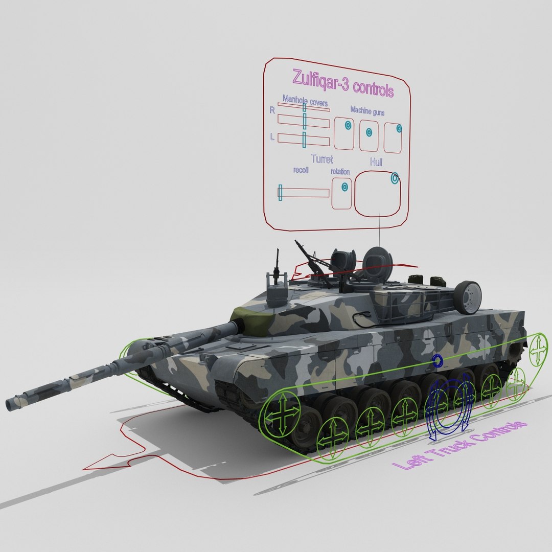zulfiqar iranian main battle tank 3d model