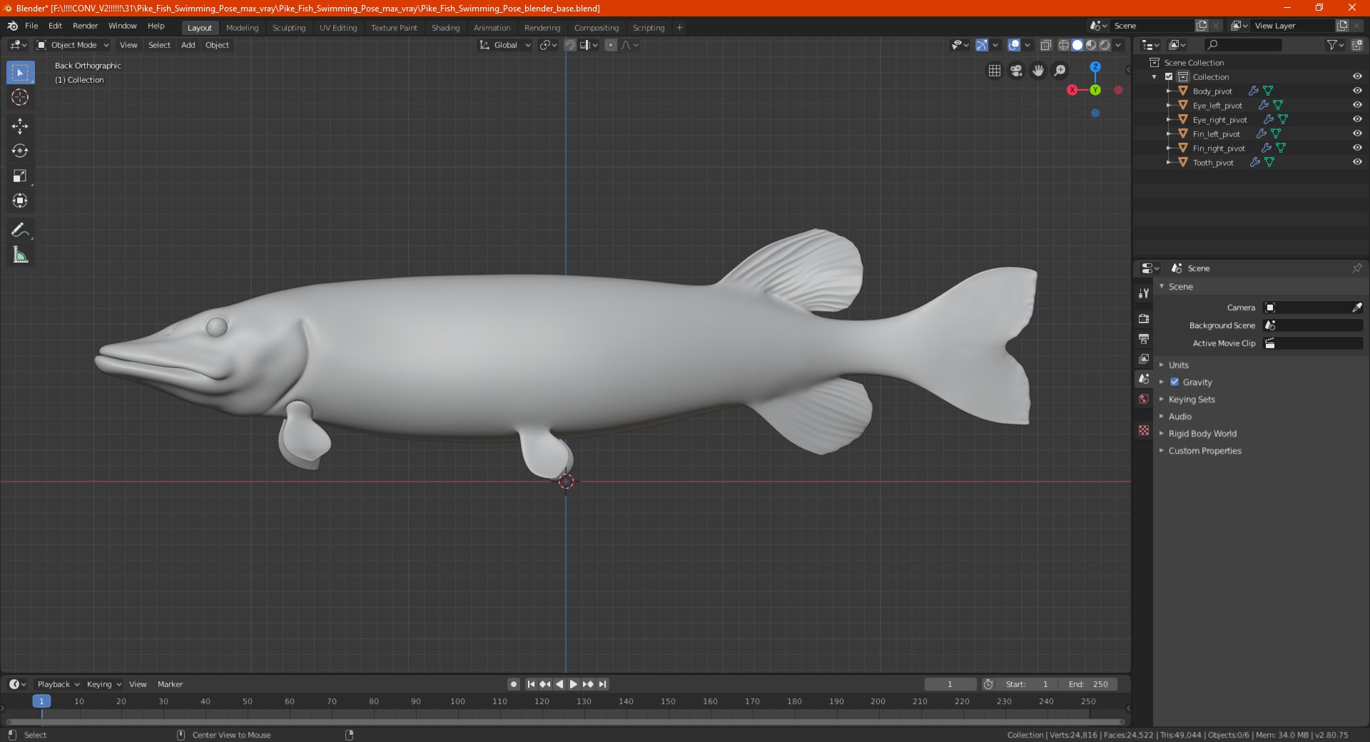 Pike fish swimming pose 3D model - TurboSquid 1584585