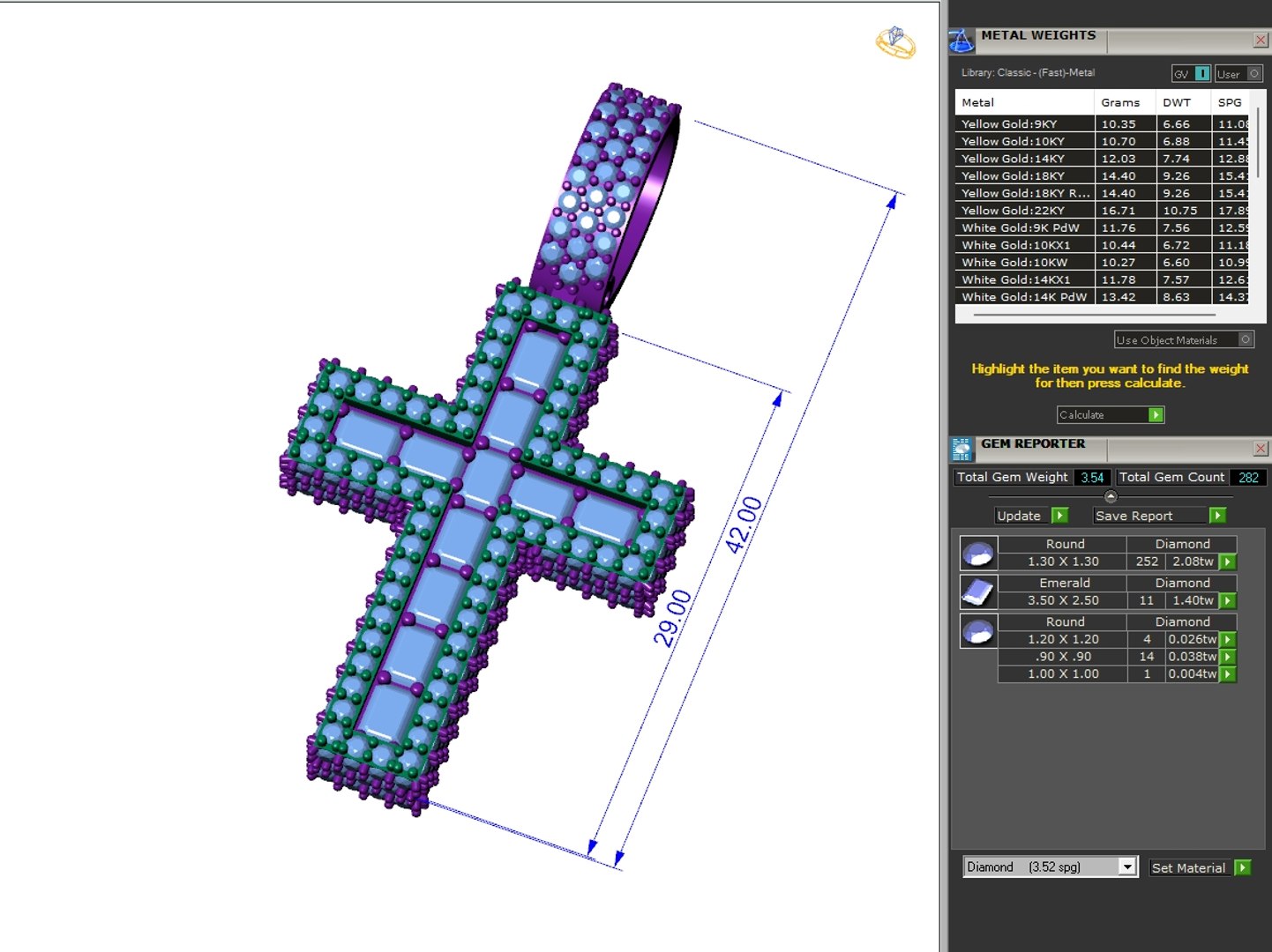3D Custom Cross Diamond Pendant - Cross Pendant Design - Print ...