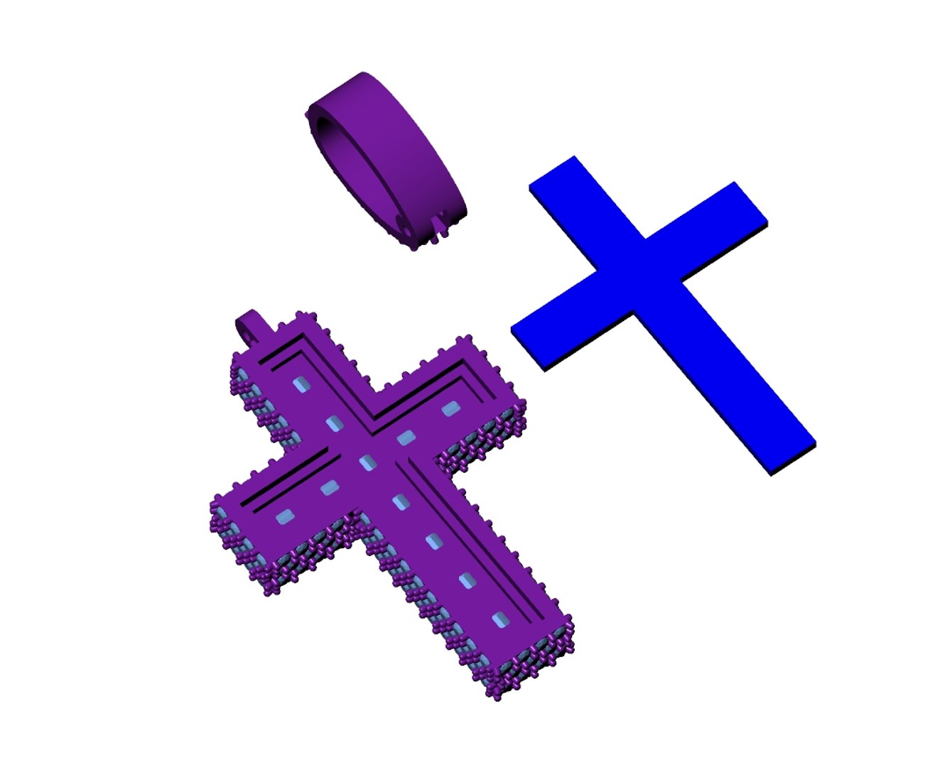 3D Custom Cross Diamond Pendant - Cross Pendant Design - Print ...