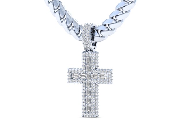 Custom Cross Diamond Pendant - Cross Pendant design - 3D print model3D ...