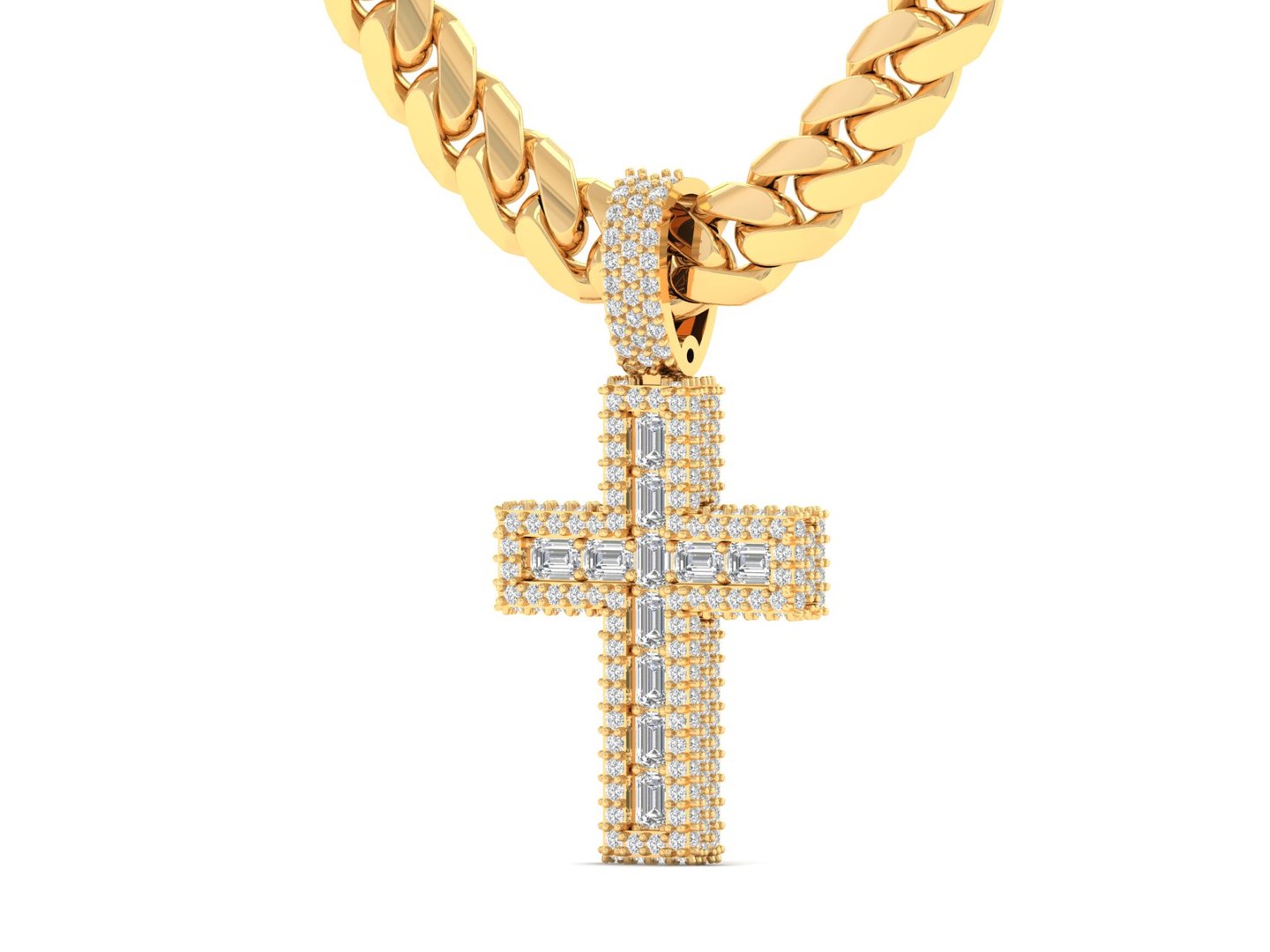 3D Custom Cross Diamond Pendant - Cross Pendant Design - Print ...