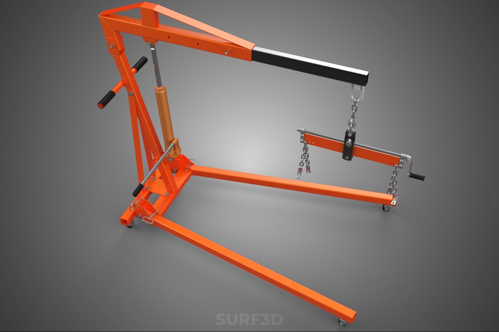 3D CRANE ENGINE HOIST LIFT WINCH HYDRAULIC LEVELER BALANCER LOAD UP ...