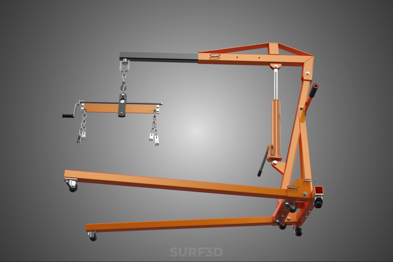 3D CRANE ENGINE HOIST LIFT WINCH HYDRAULIC LEVELER BALANCER LOAD UP ...