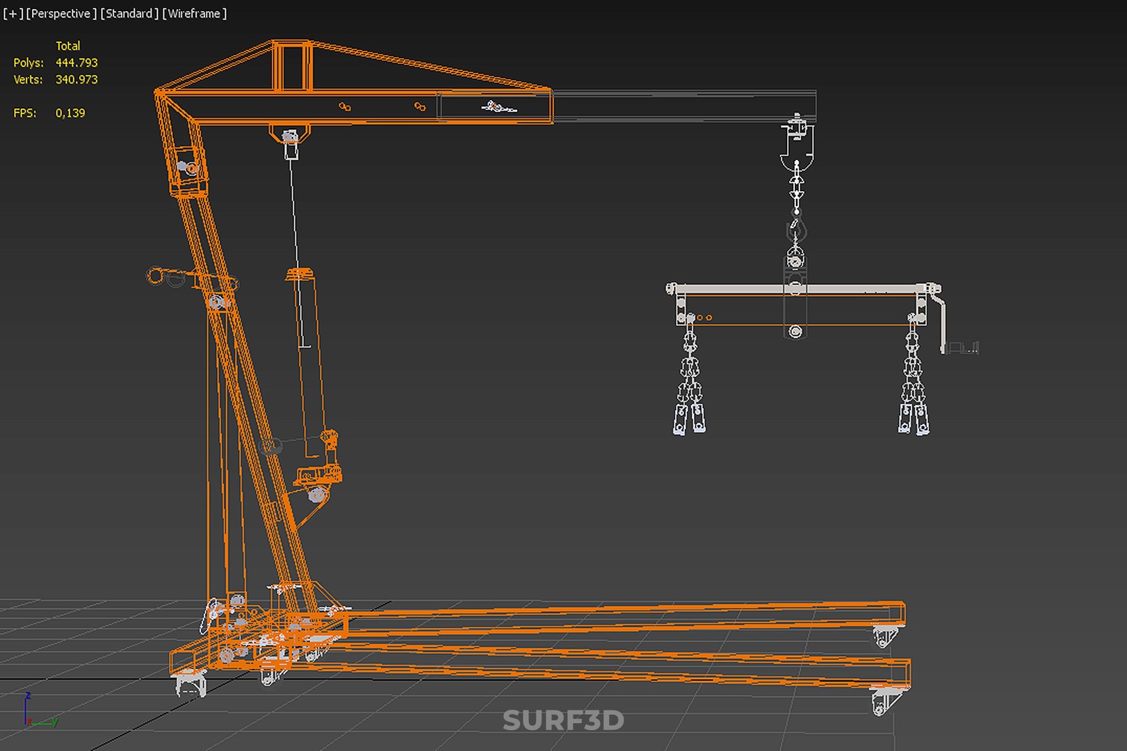 3D CRANE ENGINE HOIST LIFT WINCH HYDRAULIC LEVELER BALANCER LOAD UP ...
