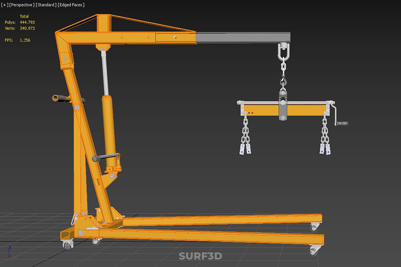 3D CRANE ENGINE HOIST LIFT WINCH HYDRAULIC LEVELER BALANCER LOAD UP ...