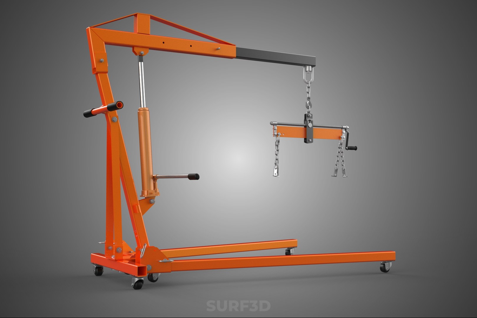 3D CRANE ENGINE HOIST LIFT WINCH HYDRAULIC LEVELER BALANCER LOAD UP ...