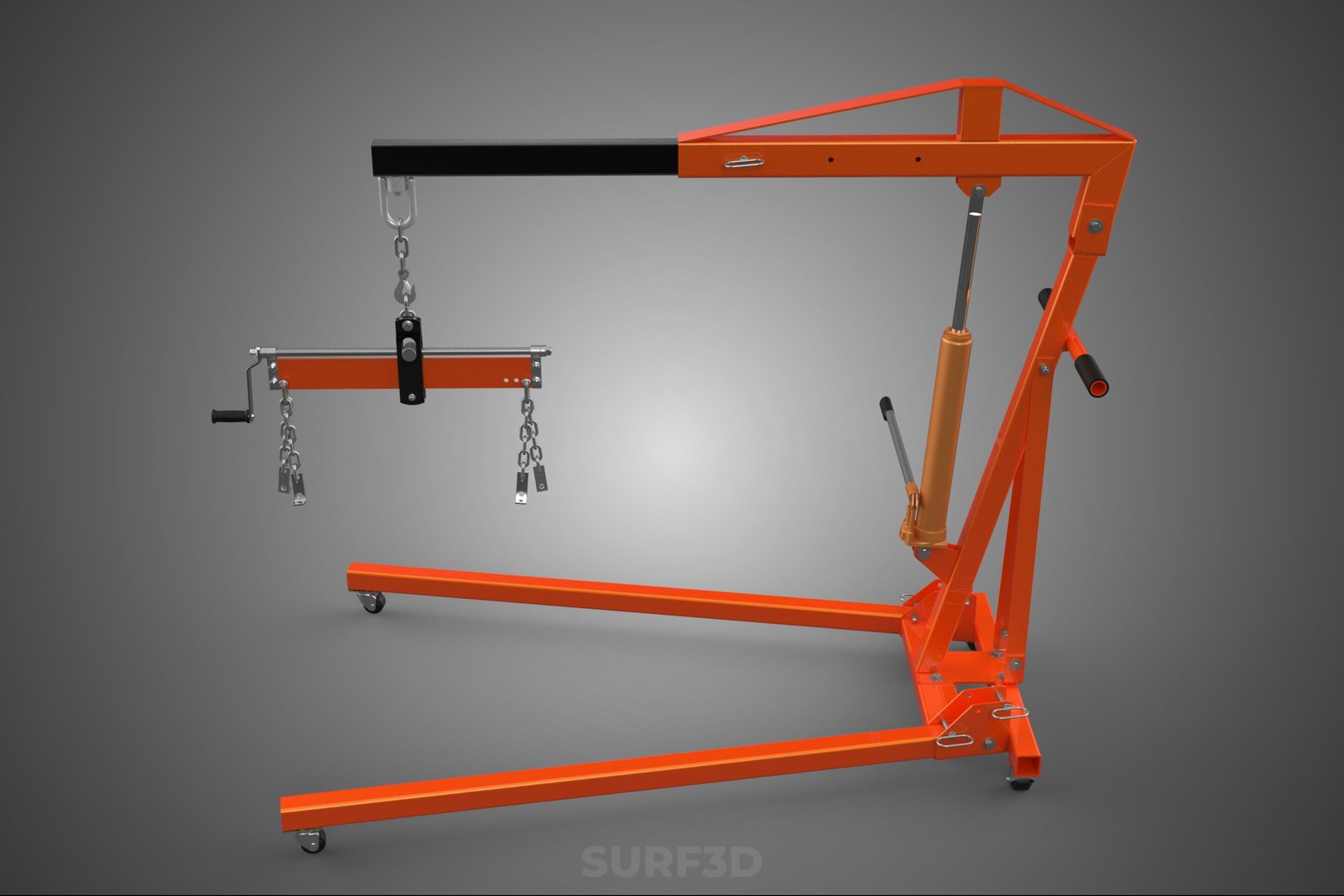 3D CRANE ENGINE HOIST LIFT WINCH HYDRAULIC LEVELER BALANCER LOAD UP ...