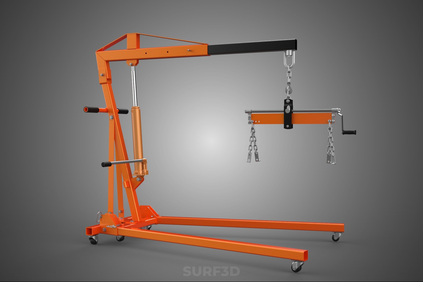 3D CRANE ENGINE HOIST LIFT WINCH HYDRAULIC LEVELER BALANCER LOAD UP ...