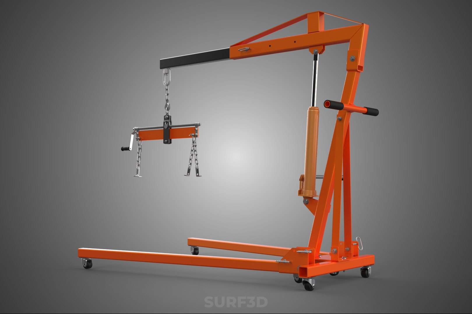 3D CRANE ENGINE HOIST LIFT WINCH HYDRAULIC LEVELER BALANCER LOAD UP ...