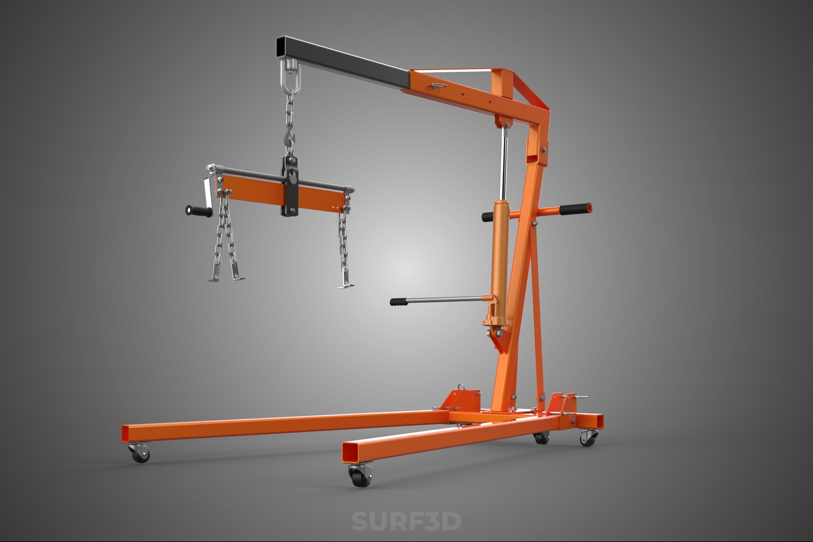 3D CRANE ENGINE HOIST LIFT WINCH HYDRAULIC LEVELER BALANCER LOAD UP ...