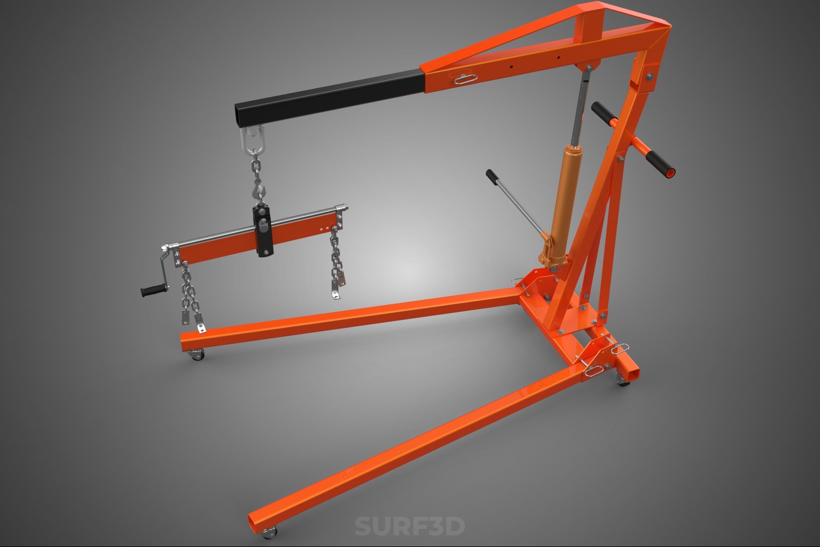 3D CRANE ENGINE HOIST LIFT WINCH HYDRAULIC LEVELER BALANCER LOAD UP ...
