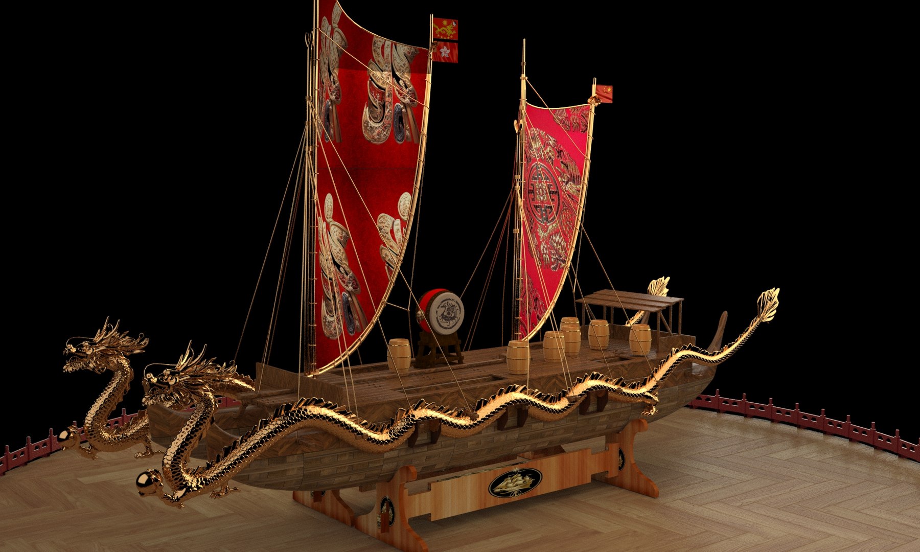 3D Chinese Dragon Boat Model - TurboSquid 2232510