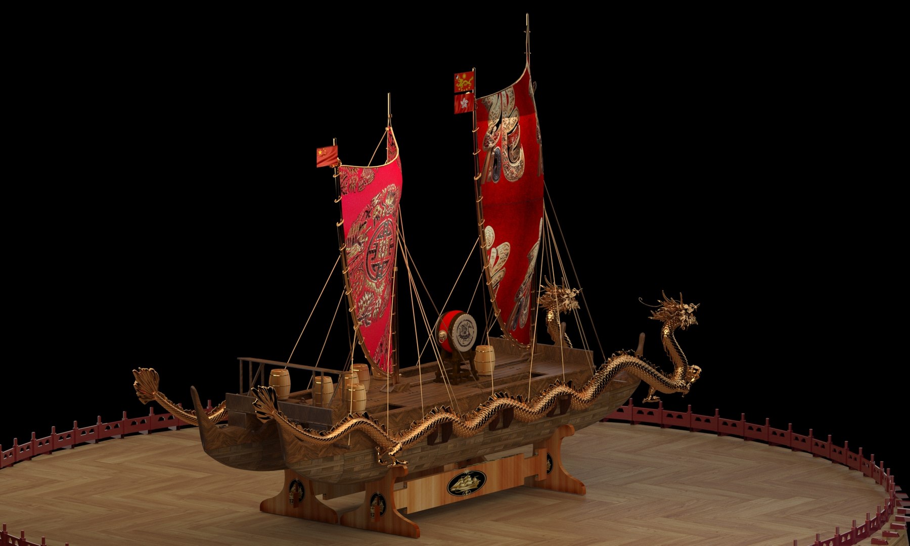 3D Chinese Dragon Boat Model - TurboSquid 2232510