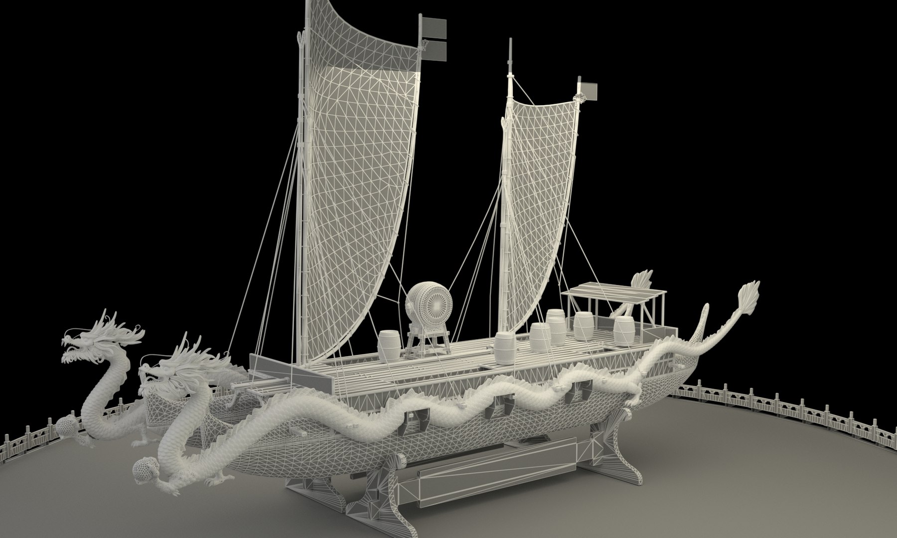 3D Chinese Dragon Boat Model - TurboSquid 2232510