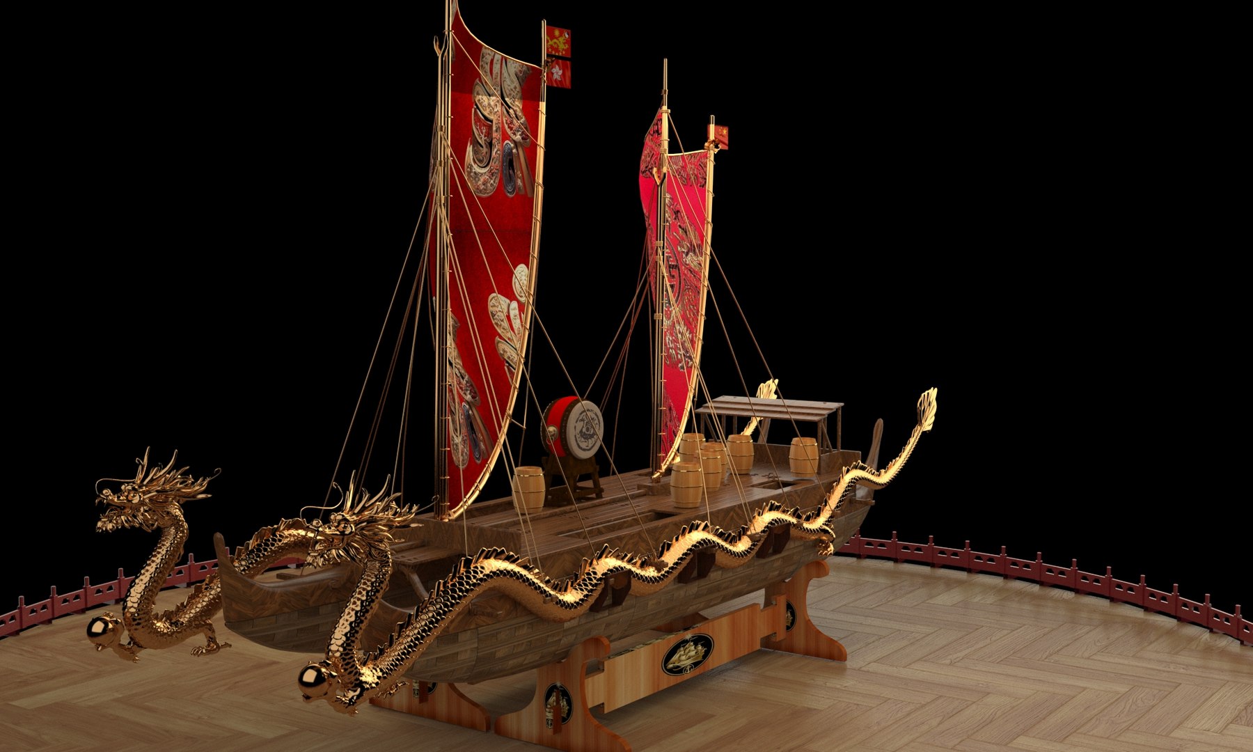 3D Chinese Dragon Boat Model - TurboSquid 2232510