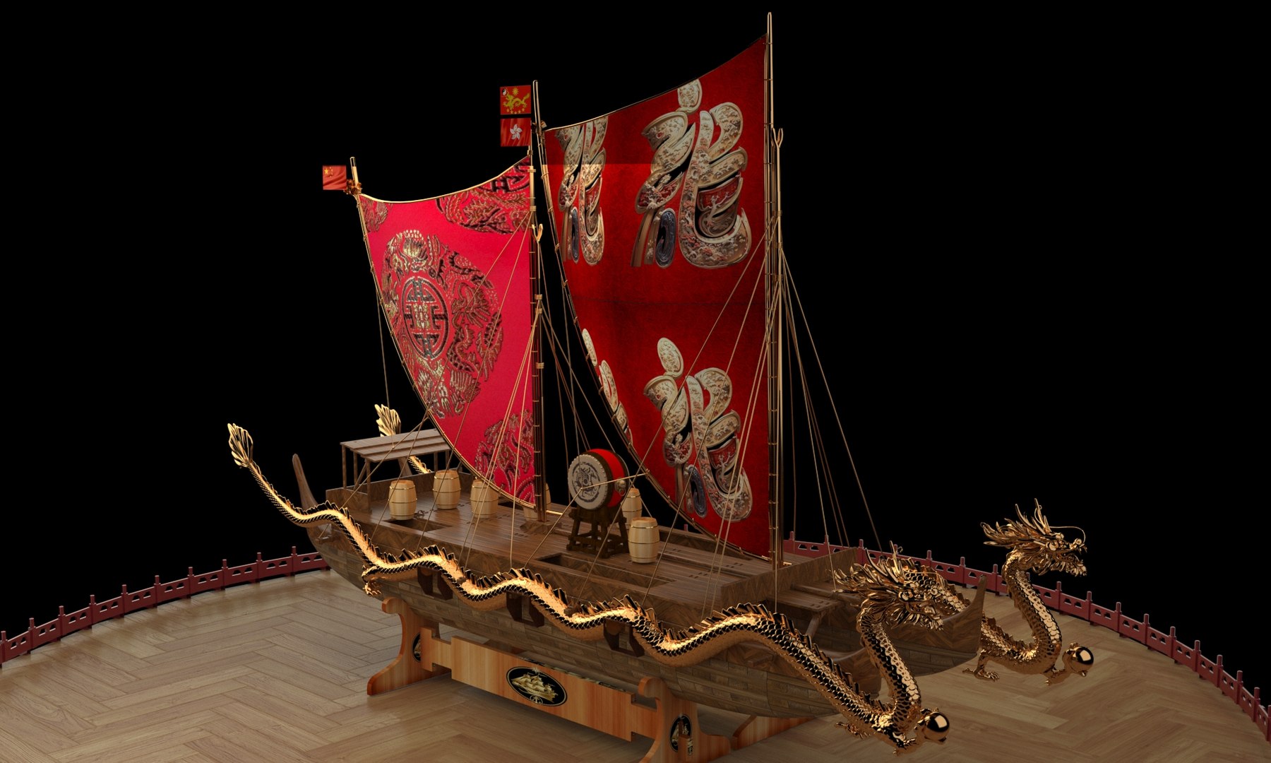 3D Chinese Dragon Boat Model - TurboSquid 2232510
