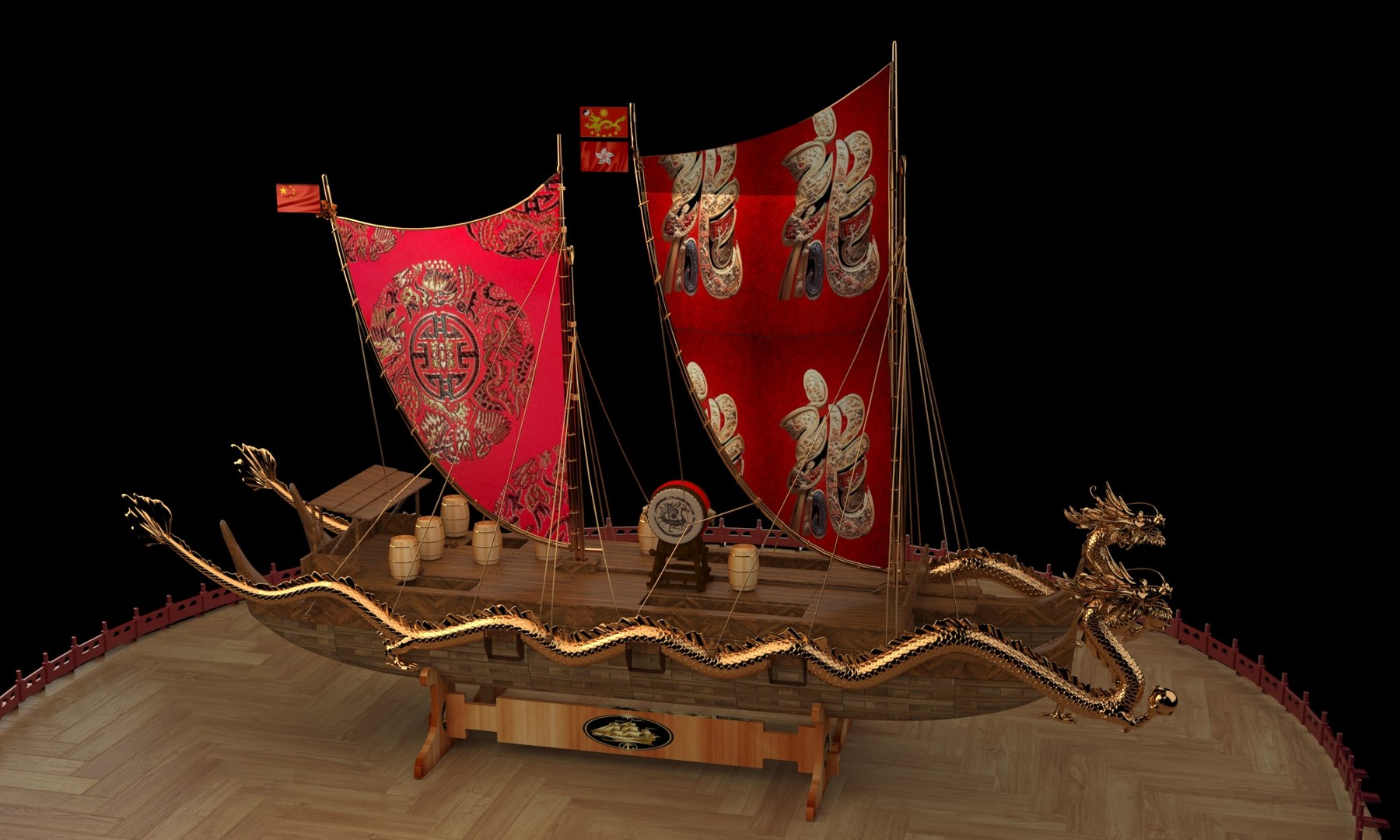 3D Chinese Dragon Boat Model - TurboSquid 2232510