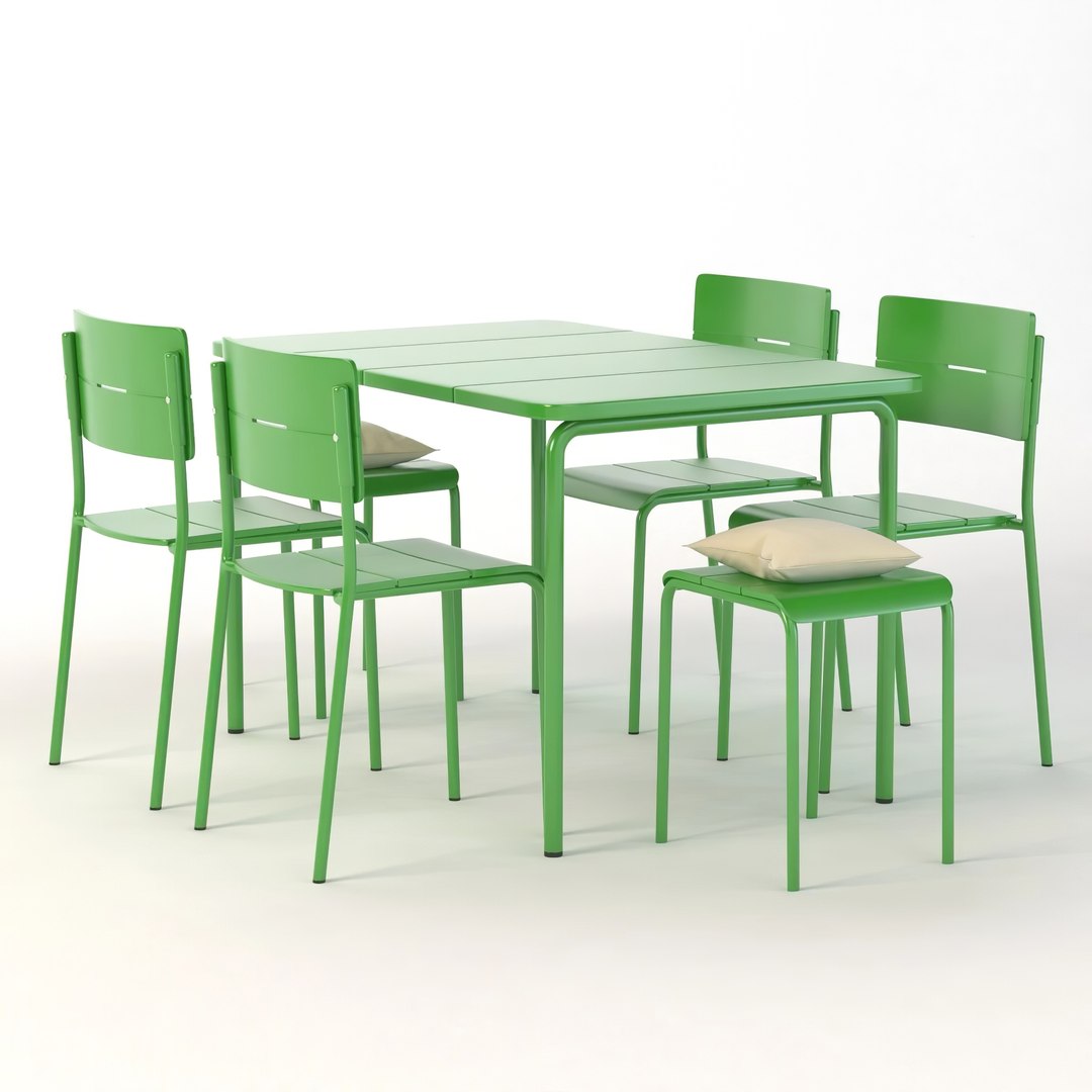 3D Model Ikea Vaddo Outdoor Chair Stool Table TurboSquid 2008182