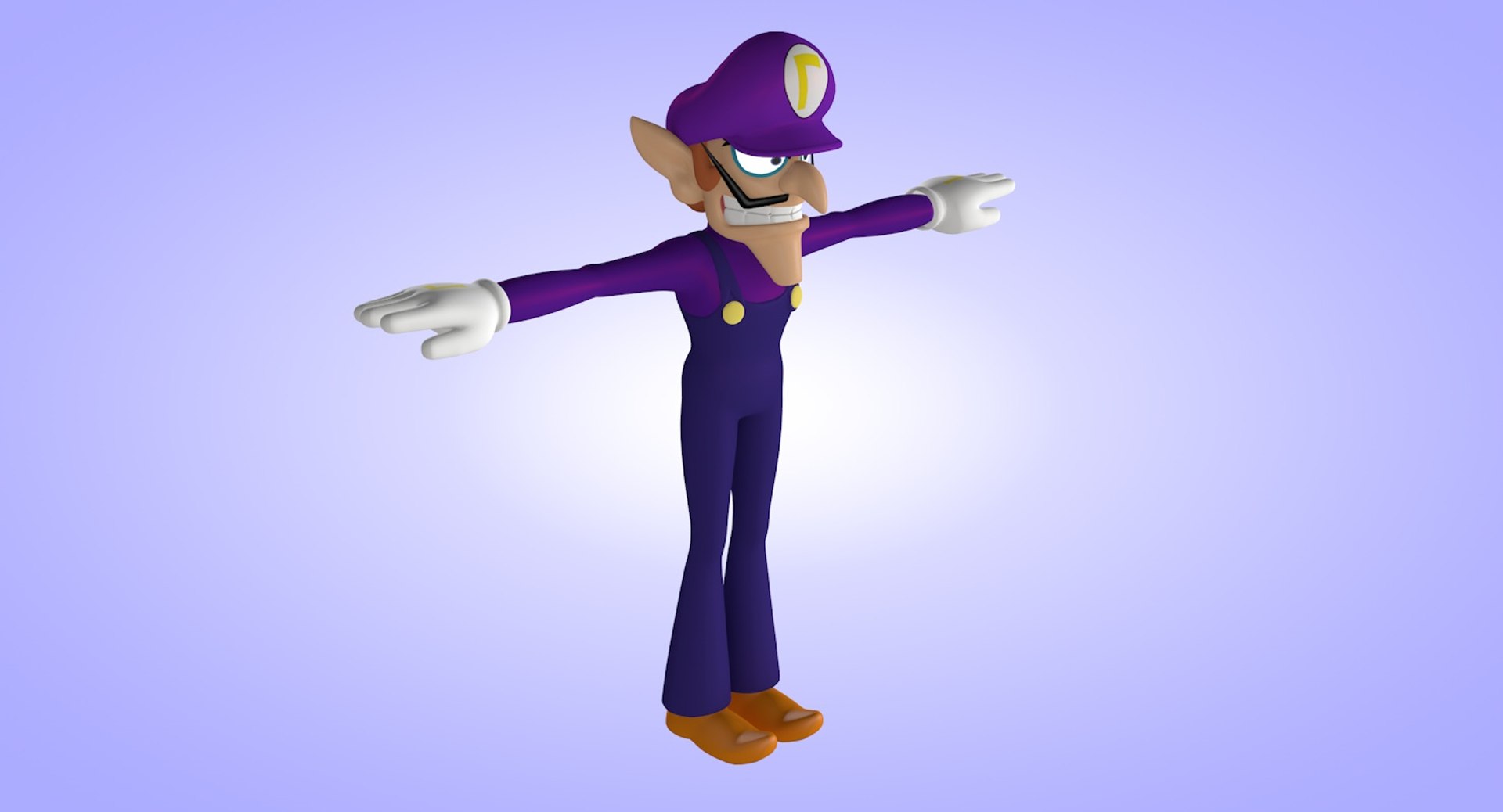 3d Model Waluigi Rigged Cartoon