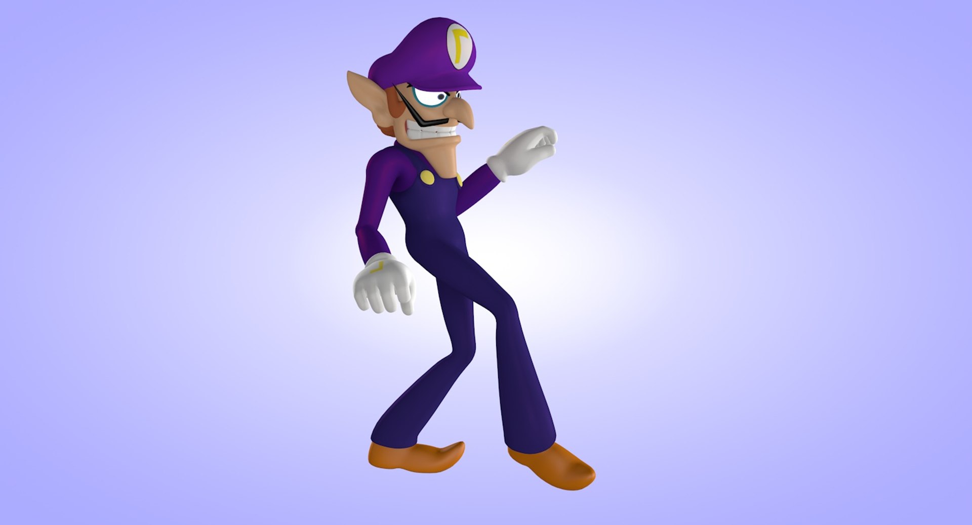 3d Model Waluigi Rigged Cartoon