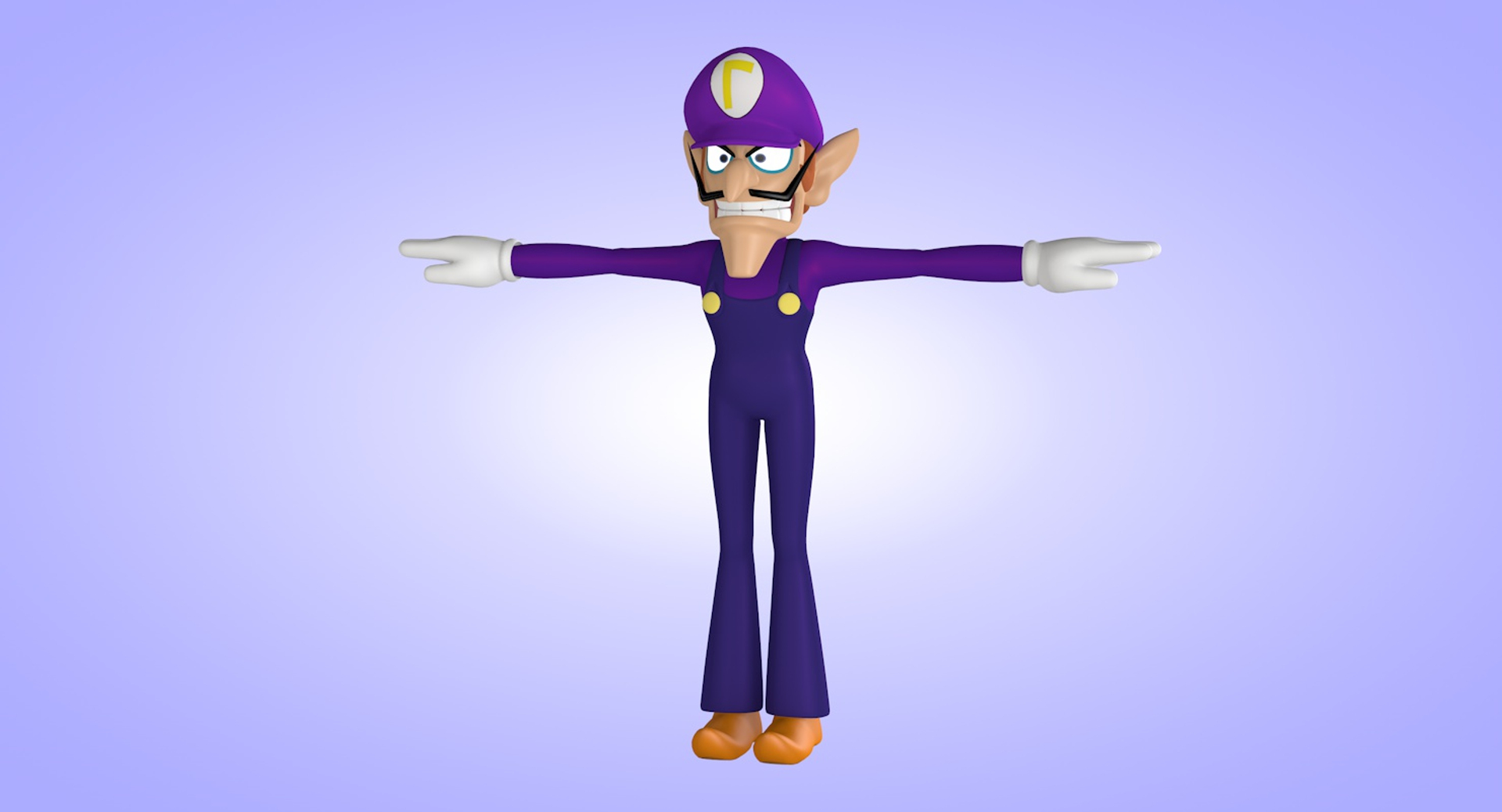 3d Model Waluigi Rigged Cartoon
