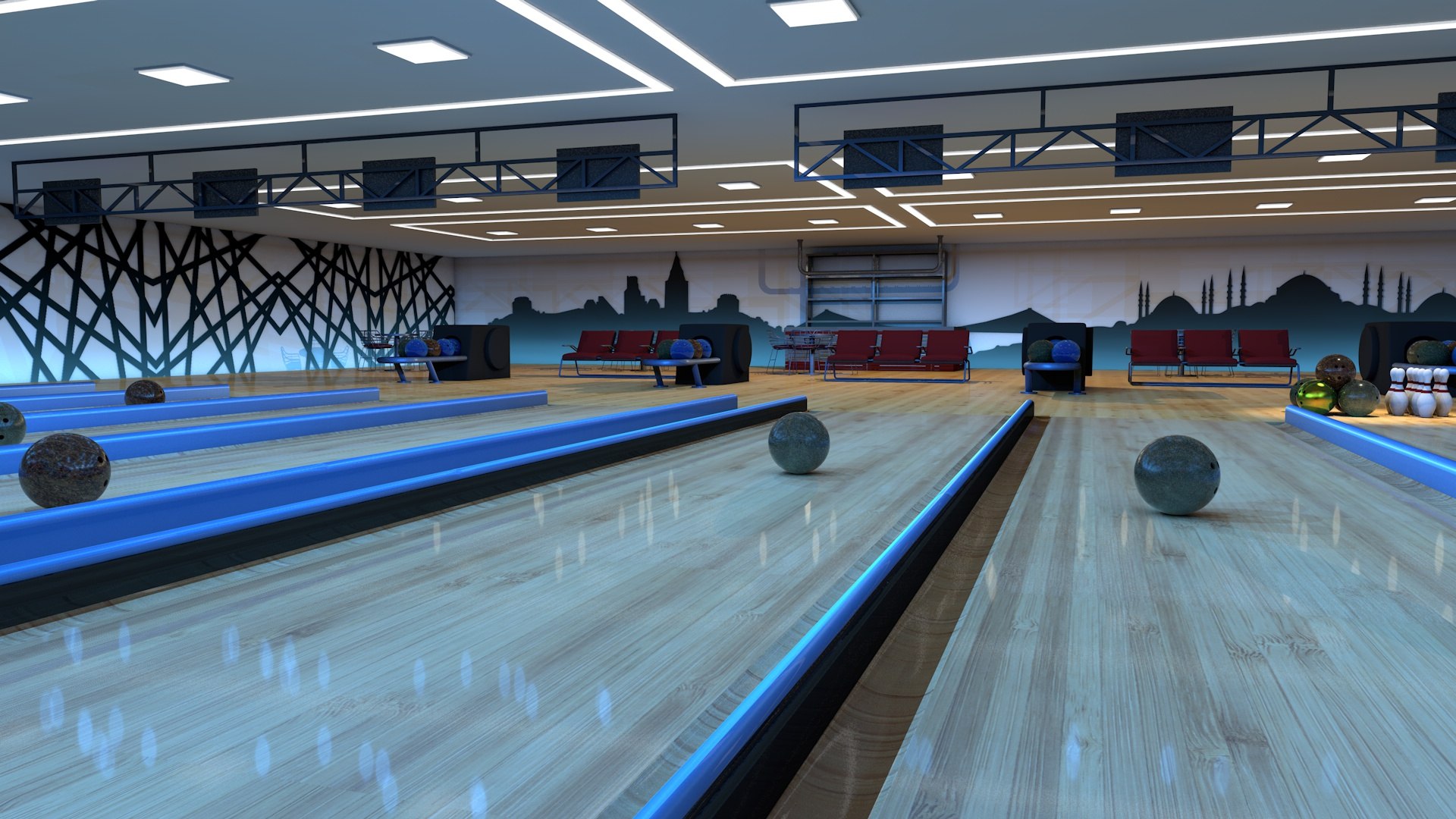3D Bowling Centre - TurboSquid 1543698