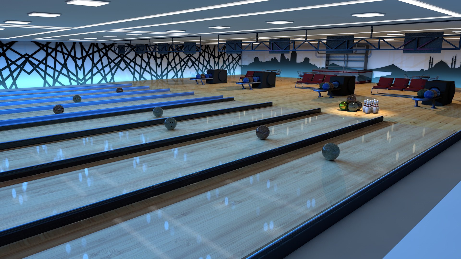 3D Bowling Centre - TurboSquid 1543698